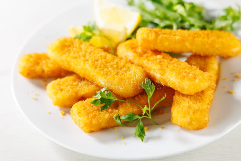 Golden Fried Fish Fingers Sticks Stock Photo - Image of fish, diet ...