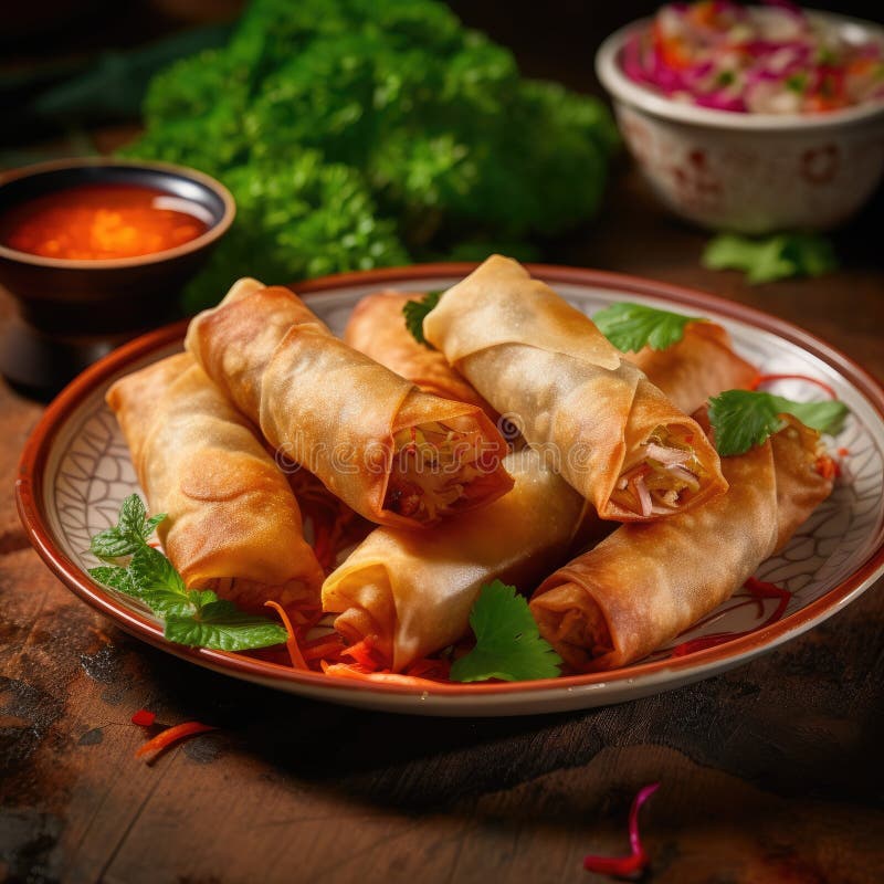 Spring Rolls Plate Stock Illustrations – 636 Spring Rolls Plate Stock ...