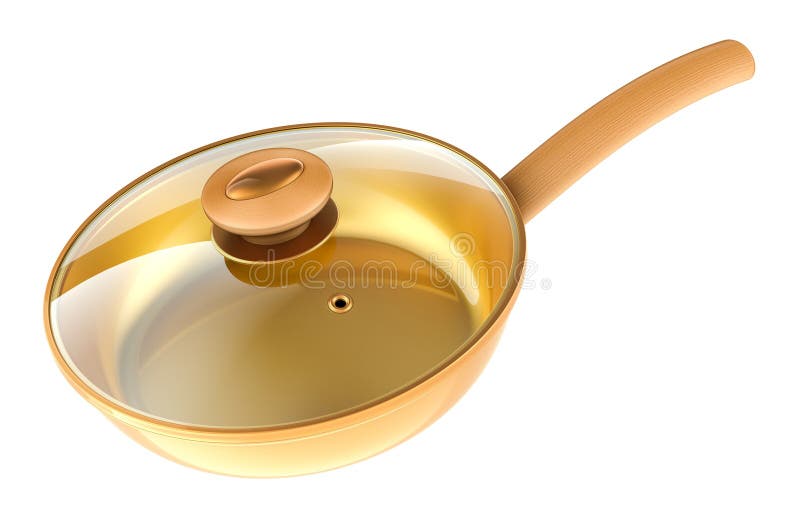 Golden Frying Pan, Award Trophy. 3d Rendering Stock Illustration ...