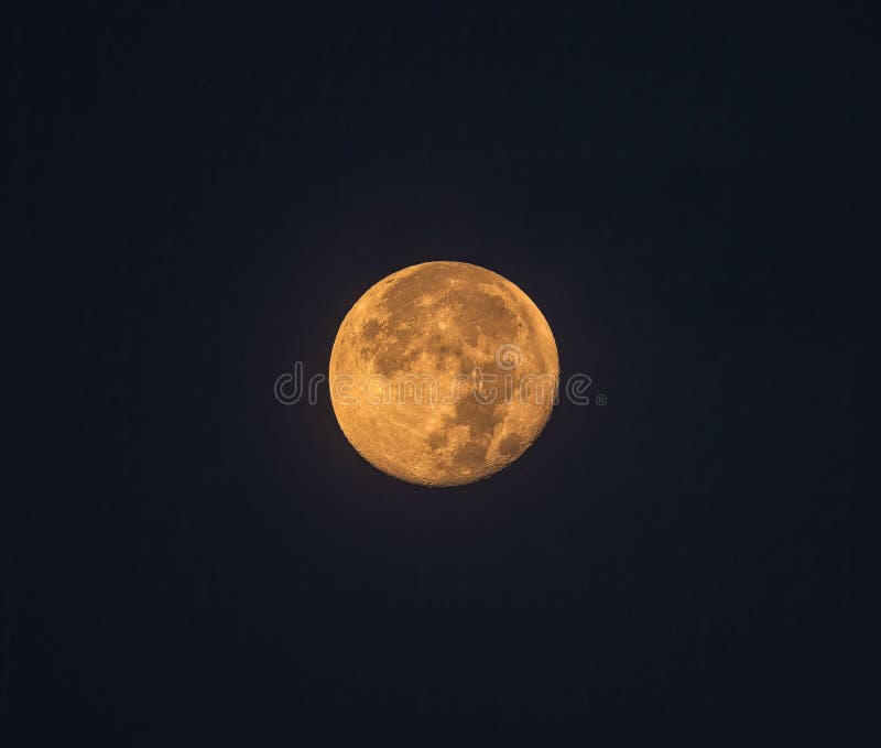 Golden Full Moon Against a Black Night Sky Stock Photo - Image of full ...