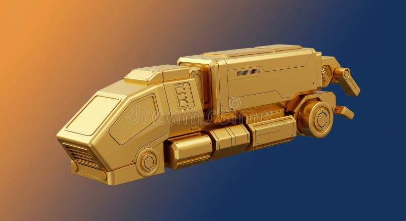 Golden Futuristic Vehicle: a 3D Render of a Sleek, Gold-Colored ...