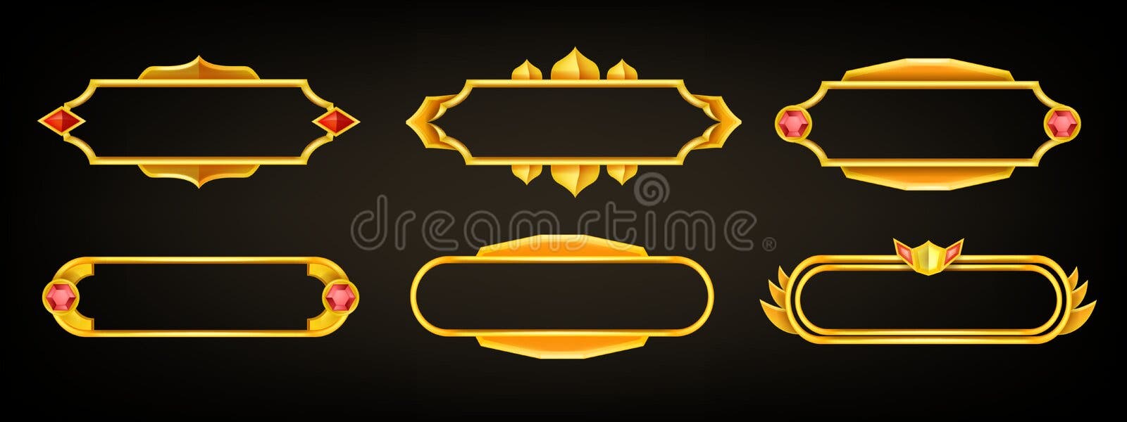Golden Game Vector Frame Set Ancient Royal Border Kit Rpg Elements Ui
