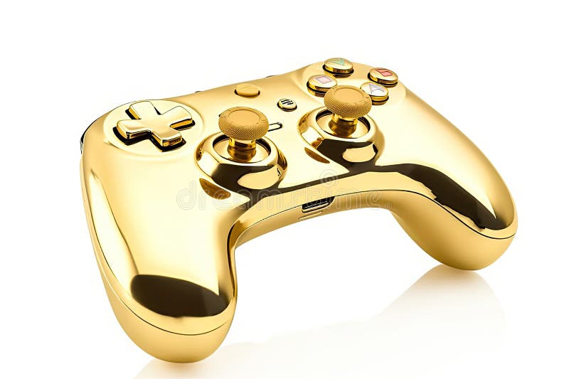 Golden Gaming Controller Isolated White Background Stock Image - Image ...