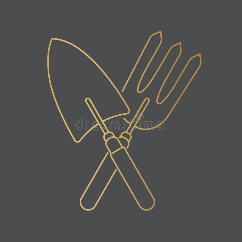 Golden Gardening Tools Icon Stock Vector - Illustration of gardener ...