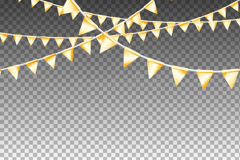 Golden Garland with Party Flags. Vector Illustration Stock Vector ...