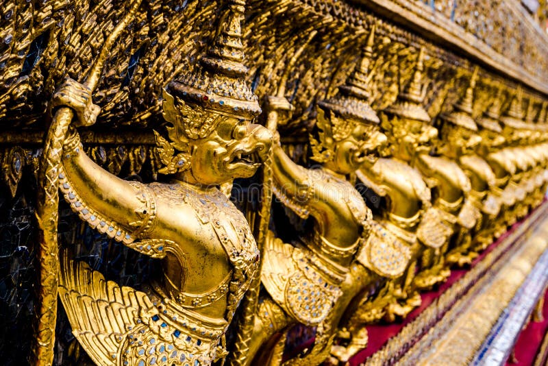 Golden Garuda Pattern Standing at Wat Pha Kaew Stock Image - Image of ...