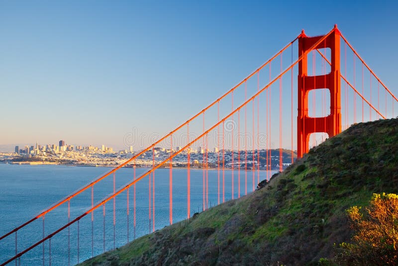 Golden Gate Bridge and City of Sun Francisco Stock Image - Image of ...