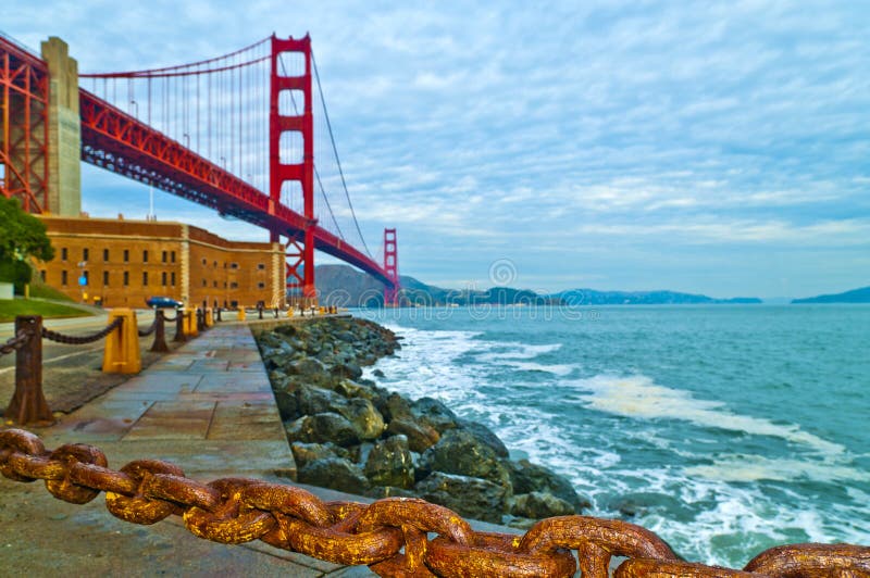 Golden Gate Bridge at Fort Point Stock Photo - Image of metal ...