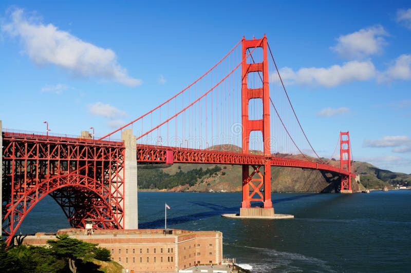 Golden Gate Bridge and Fort Point in the Morning Stock Image - Image of ...