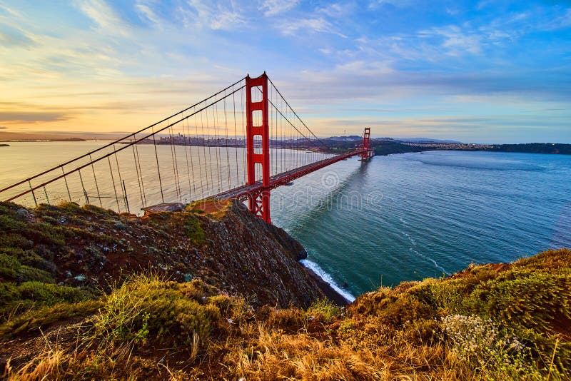 Golden Gate Bridge Iconic American Bridge at Sunrise Stock Photo ...