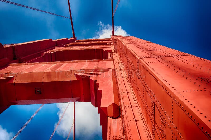 Golden Gate Bridge Looking Up, Horizontal Stock Image - Image of ...