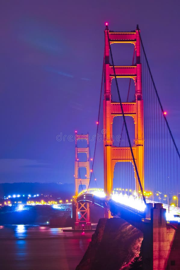 Golden Gate Bridge at Night Stock Image - Image of pacific, cruise ...