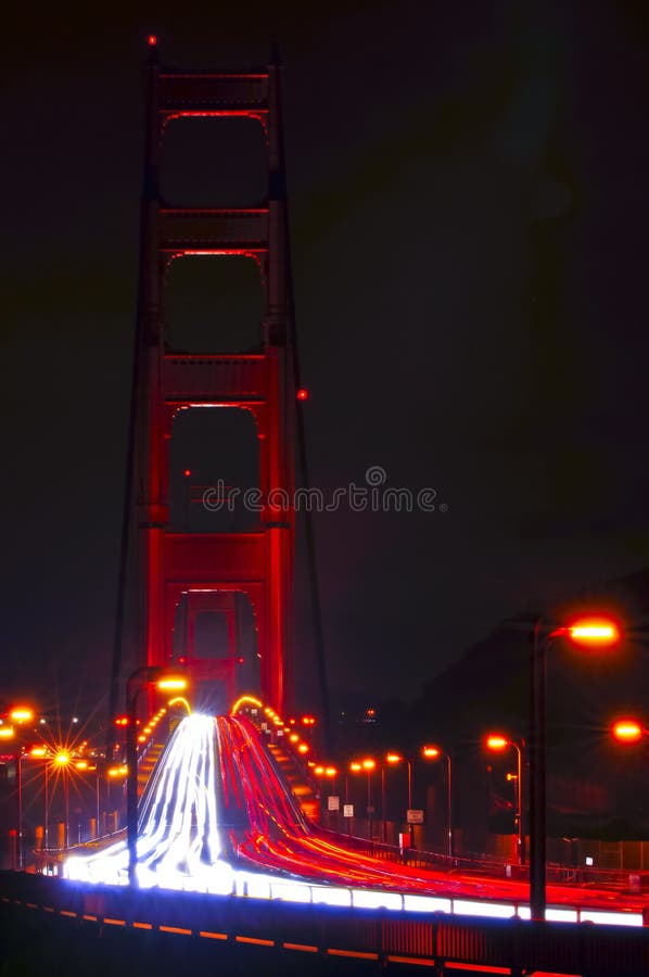 Golden Gate Bridge at Night Stock Image - Image of tourism, historic ...
