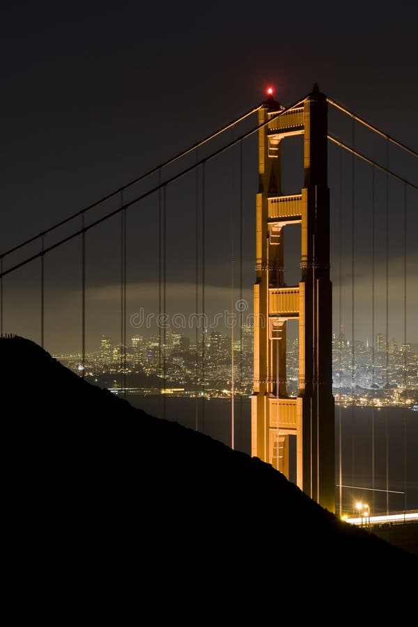 Golden Gate Bridge at Night Stock Photo - Image of attraction ...