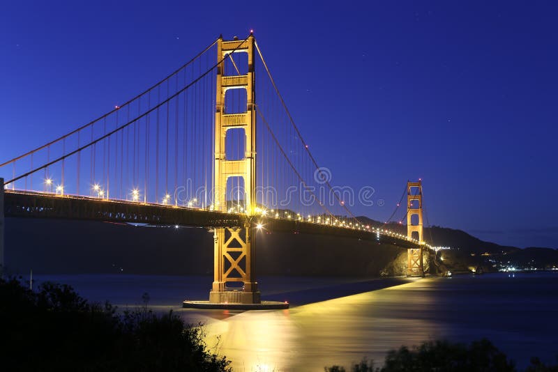 Golden Gate Bridge at Night. Stock Image - Image of bridge, nighttime ...
