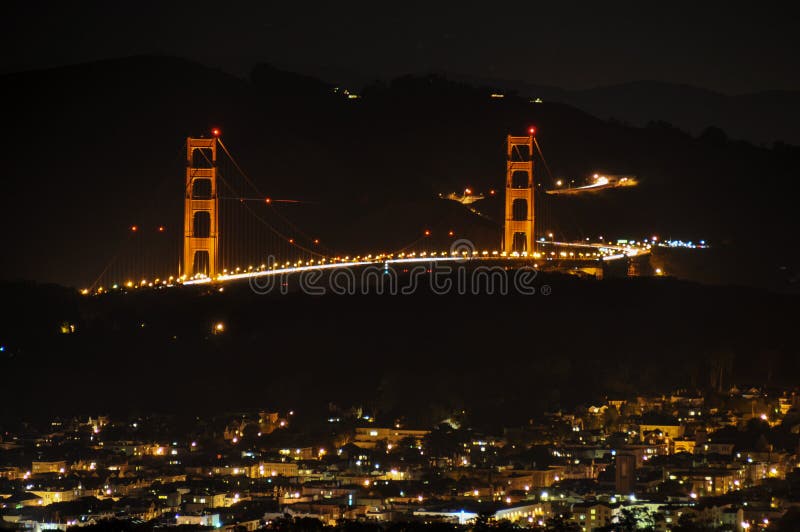 Golden Gate Bridge by Night, San Francisco, USA Stock Photo - Image of ...