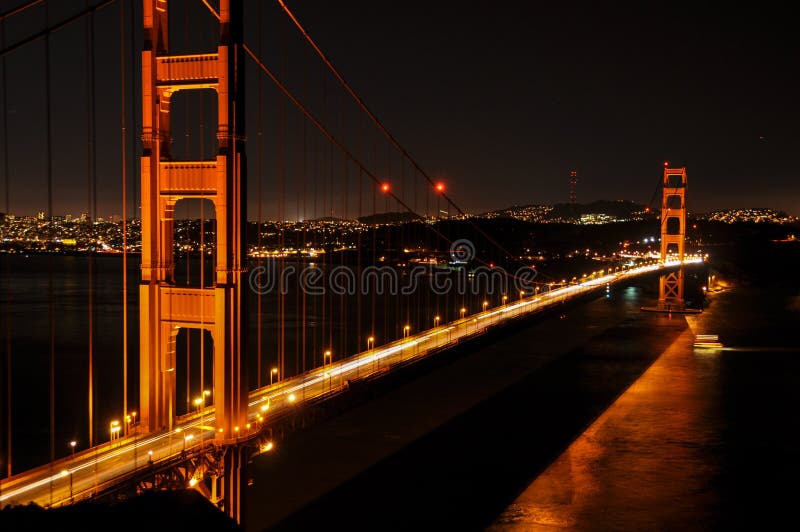Golden Gate Bridge by Night, San Francisco, USA Stock Photo - Image of ...