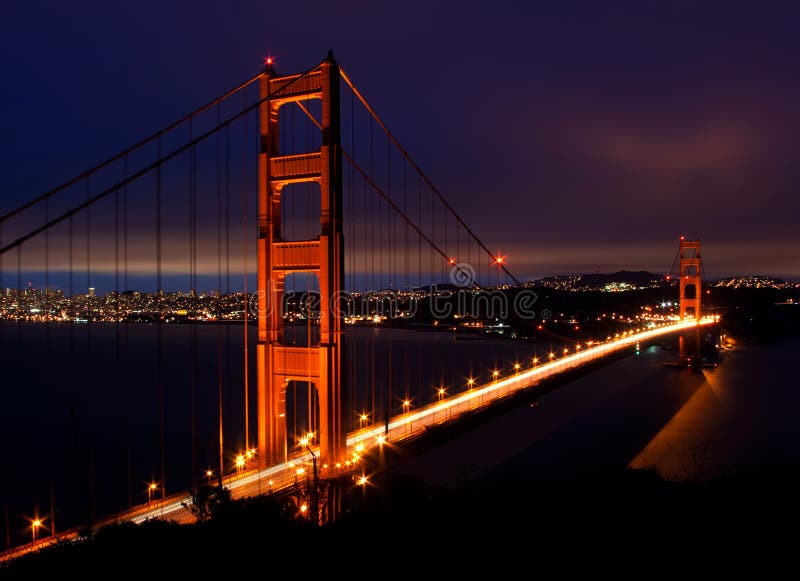 Golden Gate Bridge at Night Stock Image - Image of gate, landmark: 46621699