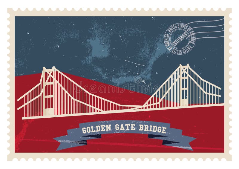 Golden Gate Bridge Poster. Vector Illustration Decorative Design Stock ...