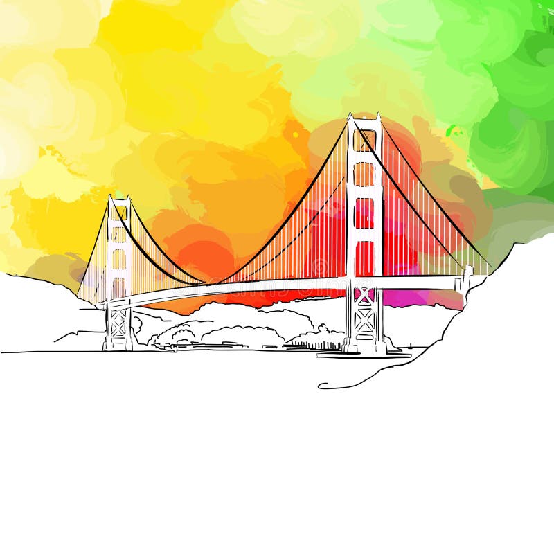 Golden Gate Bridge Line Drawing Stock Illustrations – 131 Golden Gate ...