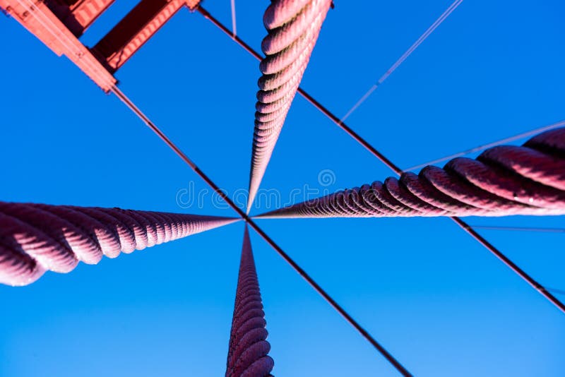 Golden Gate Bridge Ropes stock photo. Image of orange - 165267440