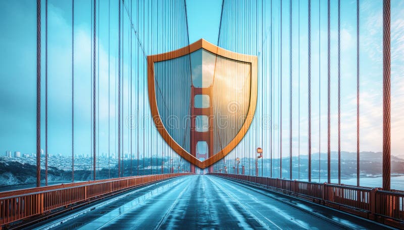 Golden Gate Bridge San Francisco Being Protected by a Shield Stock ...