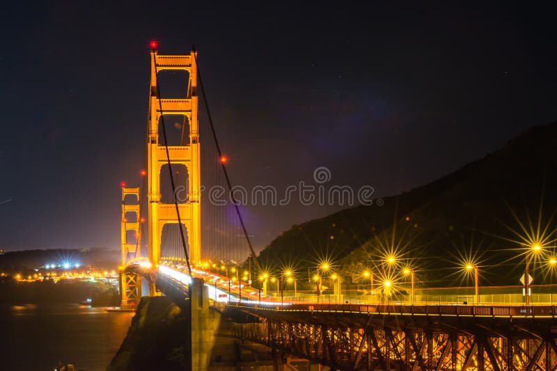 Golden Gate Bridge in San Francisco at Night Stock Photo - Image of ...