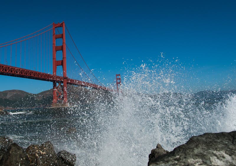 Golden Gate Bridge splash stock image. Image of driving - 25812355