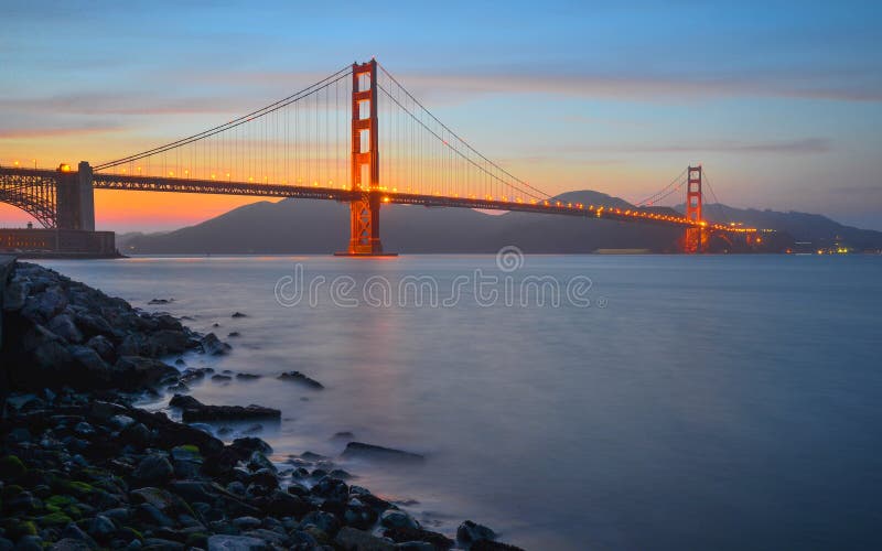 Golden Gate Bridge during Sunset Stock Image - Image of photograph ...
