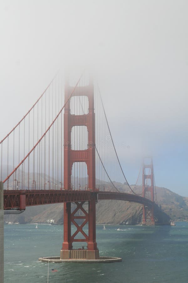 Golden Gate Bridge in Thick Mist Stock Image - Image of leaden, hazy ...