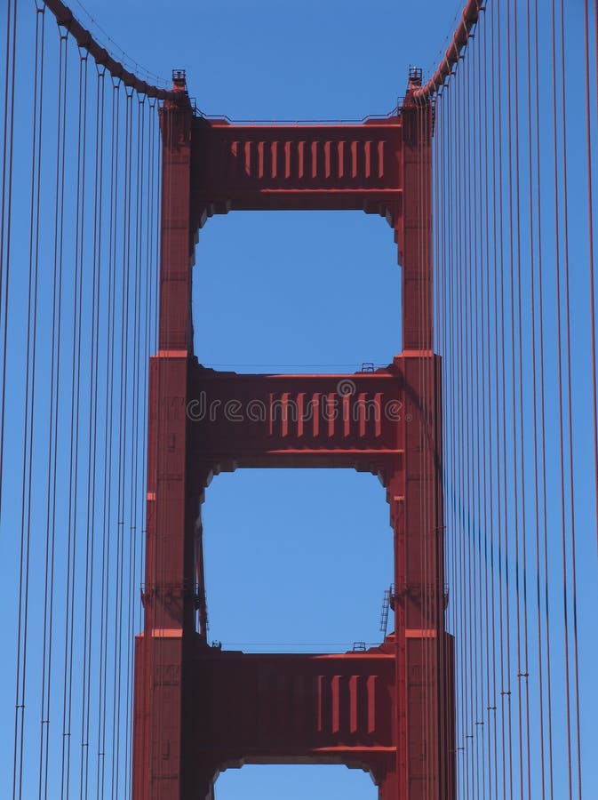 Golden Gate Bridge Tower, View from Roadway Stock Image - Image of ...