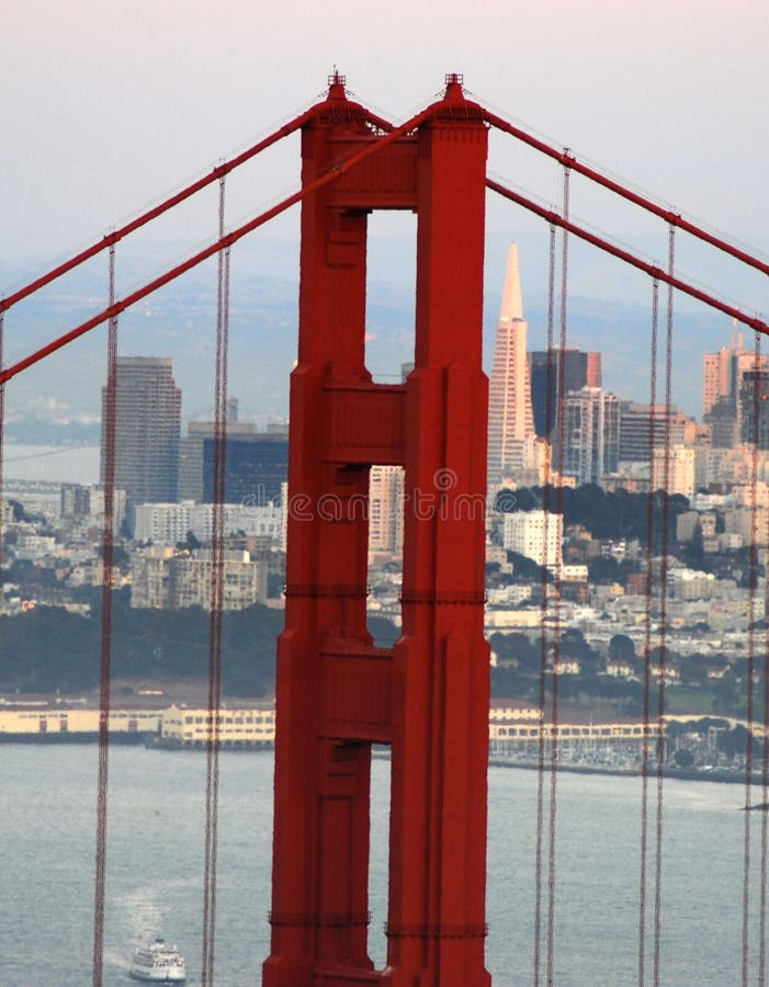 Golden Gate Bridge and Transamerica Pyramid Stock Photo - Image of area ...