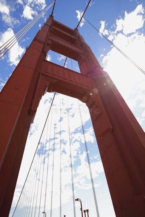 Golden Gate Bridge Wide Angle Vertical Stock Photo - Image of looking ...