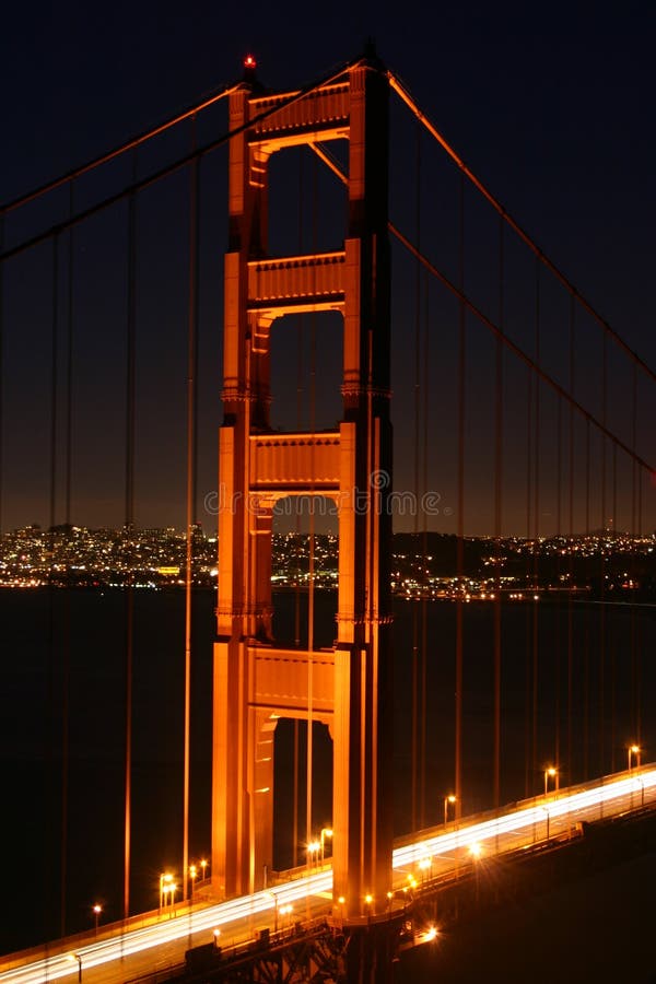 Golden Gate at Night stock image. Image of golden, motion - 572307