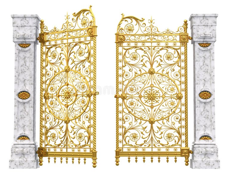 Golden gates and columns stock illustration. Illustration of passage ...