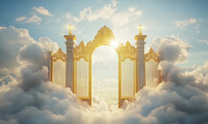Golden Gates of Heaven Shining through Clouds with Sunlight ...