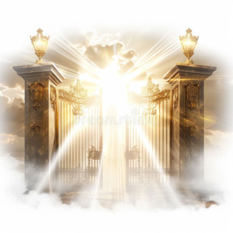 Golden Gates in Heavenly Light. Generative Ai Stock Illustration ...