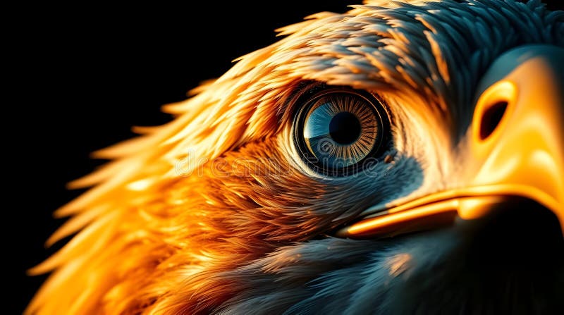 Golden Gaze: an Eagle S Intense Focus Against a Stark Black Backdrop ...