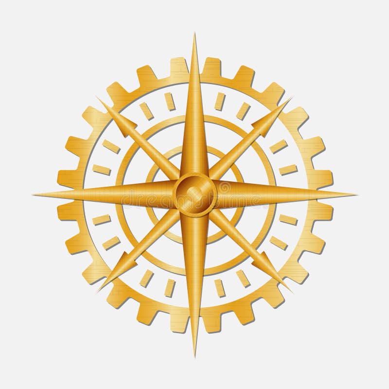 Gear with compass inside stock vector. Illustration of mechanic - 190087333