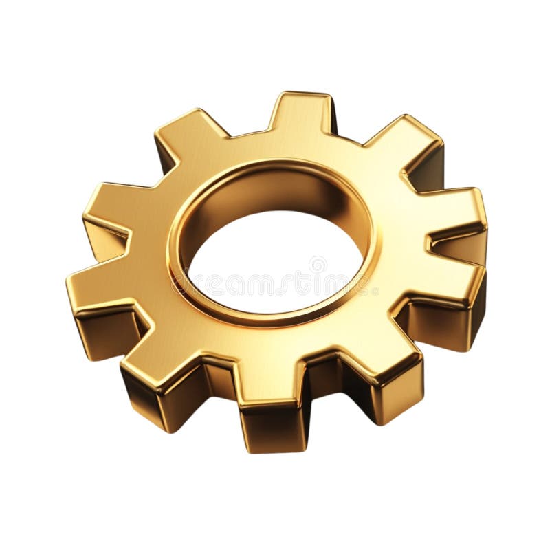 Golden Gear Isolated on Black Background a 3D Render of a Cogwheel ...