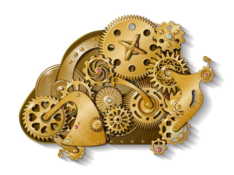 Golden Gear Mechanism Composition Stock Vector - Illustration of engine ...