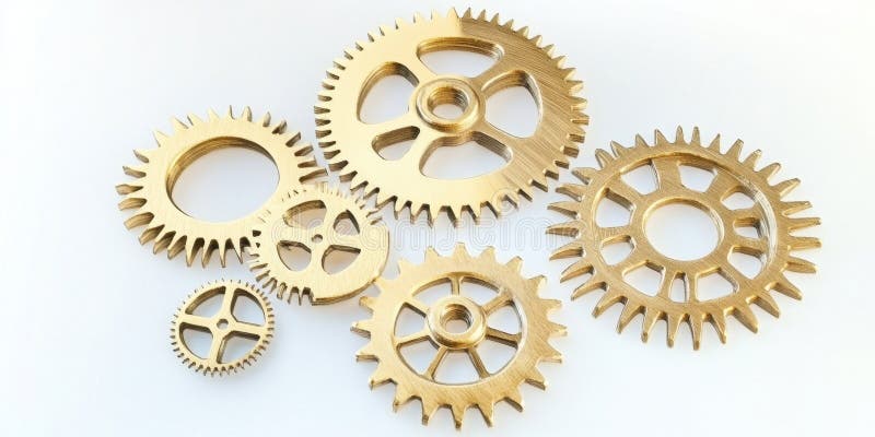 Golden Gear Set Symbolizing Teamwork and Engineering Precision Stock ...