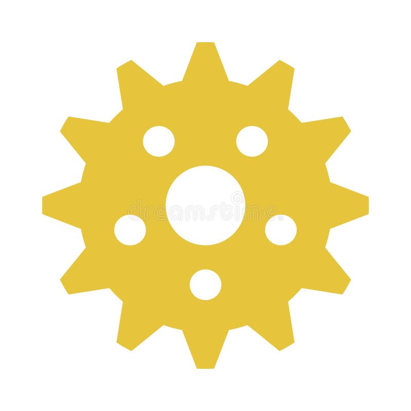 Golden Gear Shape Icon. Vector Sign Stock Vector - Illustration of ...