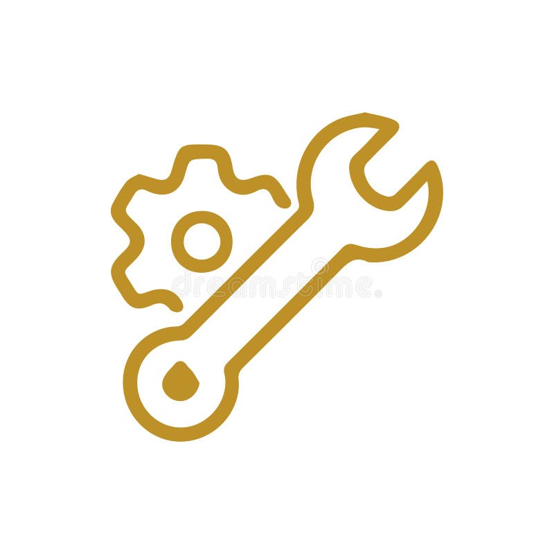 Golden Gear and Wrench Icon Symbolizing Efficient Tools and System ...