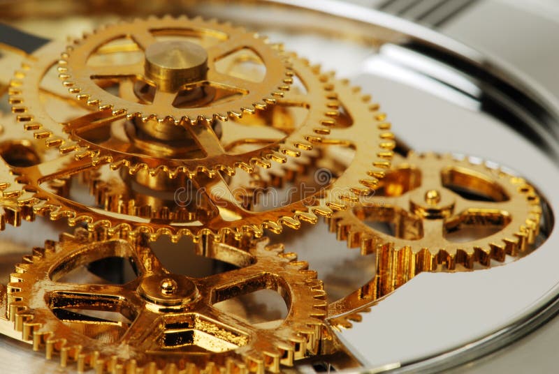 Golden gears stock photo. Image of teamwork, glossy, bright - 2676966