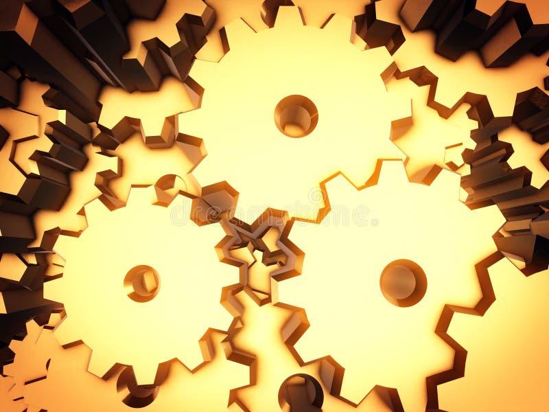 Golden Gears Abstract Background. Stock Illustration - Illustration of ...