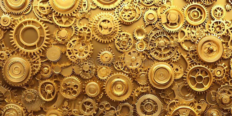Golden Gears Background: Intricate Clockwork Texture Stock Illustration ...