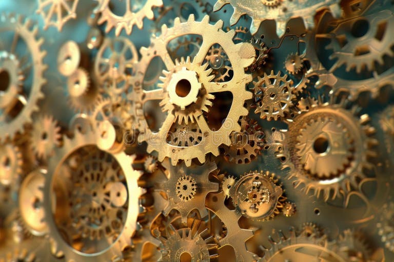 Complex System of Interlocking Gears Working Together Stock Image ...