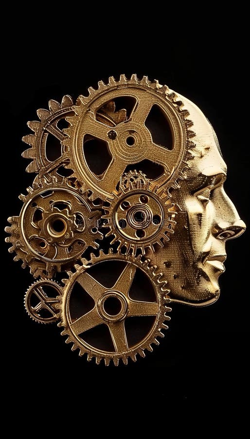 Golden Gears Form Intricate Clockwork Pattern Over Metallic Face ...