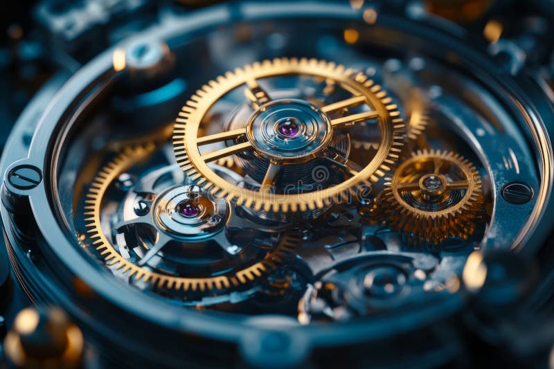 Golden Gears Interlock, Showcasing the Complex Mechanics of Timekeeping ...